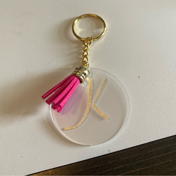 Accessories | Custom Made Hot Pink Gold K Initial Keychain Gift Idea ...
